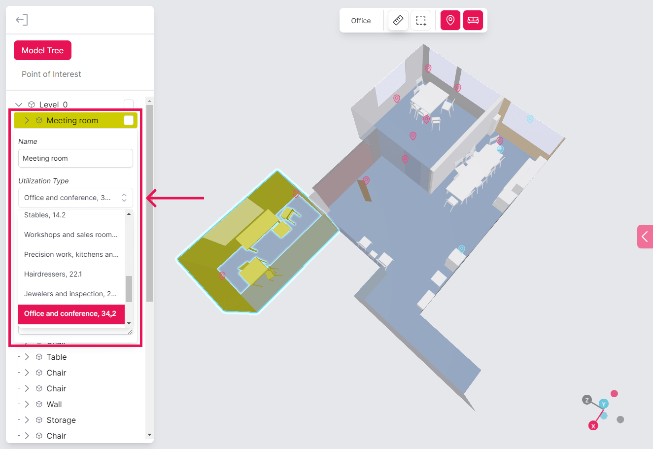 Room utilization types in the Metaroom Workspace – Help Center
