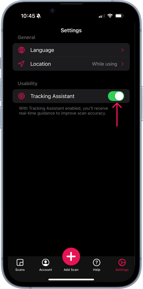 Scanning with Tracking Assistant - Help Center