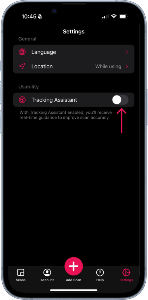 Scanning with Tracking Assistant - Help Center